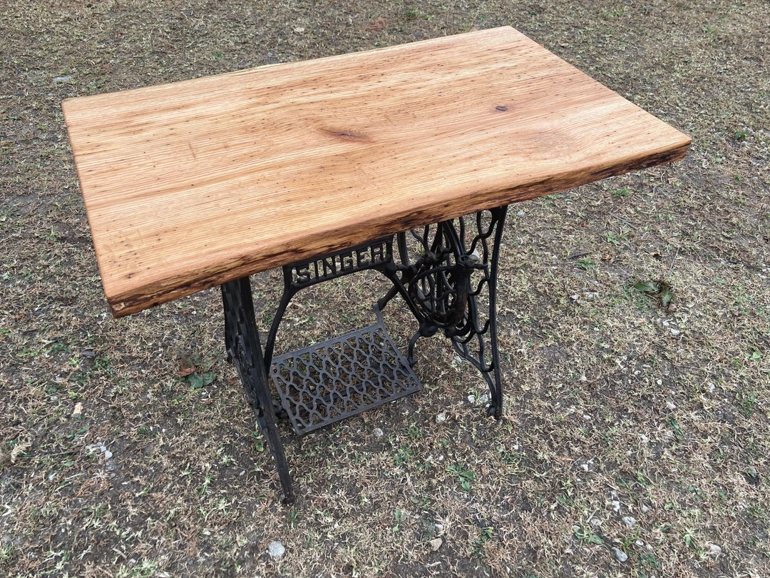 CUSTOM ORDER - Live Edge Sofa Table Entry Table - Singer Treadle Sewing ...
