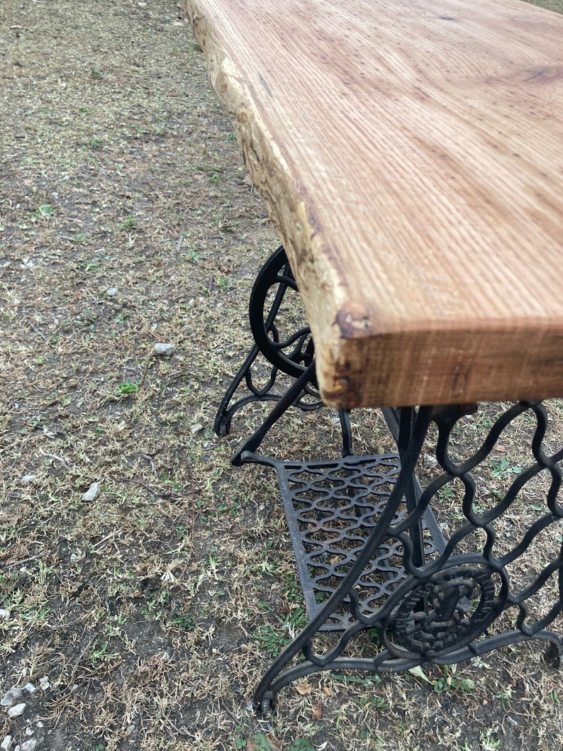 CUSTOM ORDER Live Edge Sofa Table Entry Table Singer Treadle Sewing ...