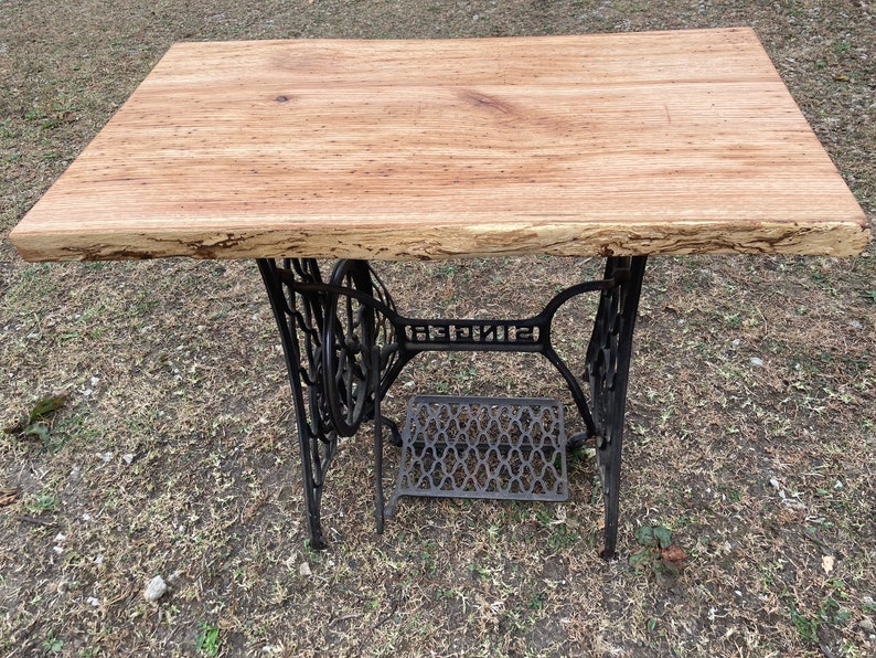 CUSTOM ORDER - Live Edge Sofa Table Entry Table - Singer Treadle Sewing ...