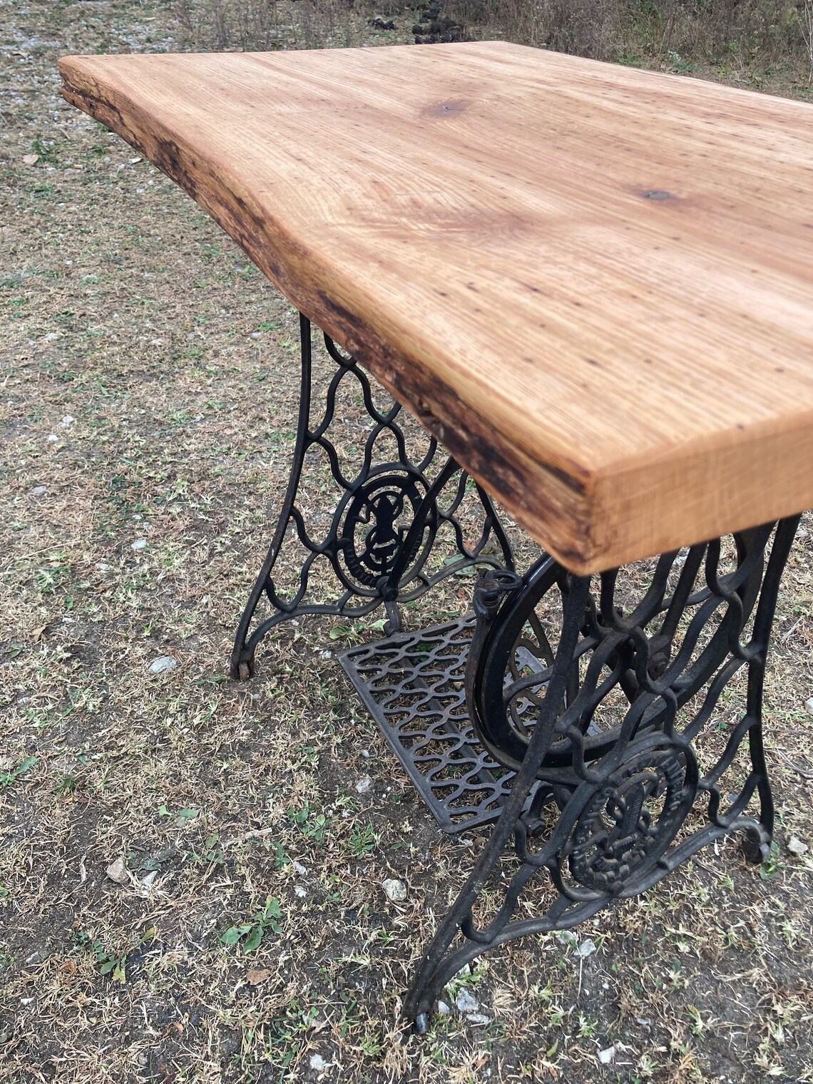 CUSTOM ORDER Live Edge Sofa Table Entry Table Singer Treadle Sewing ...