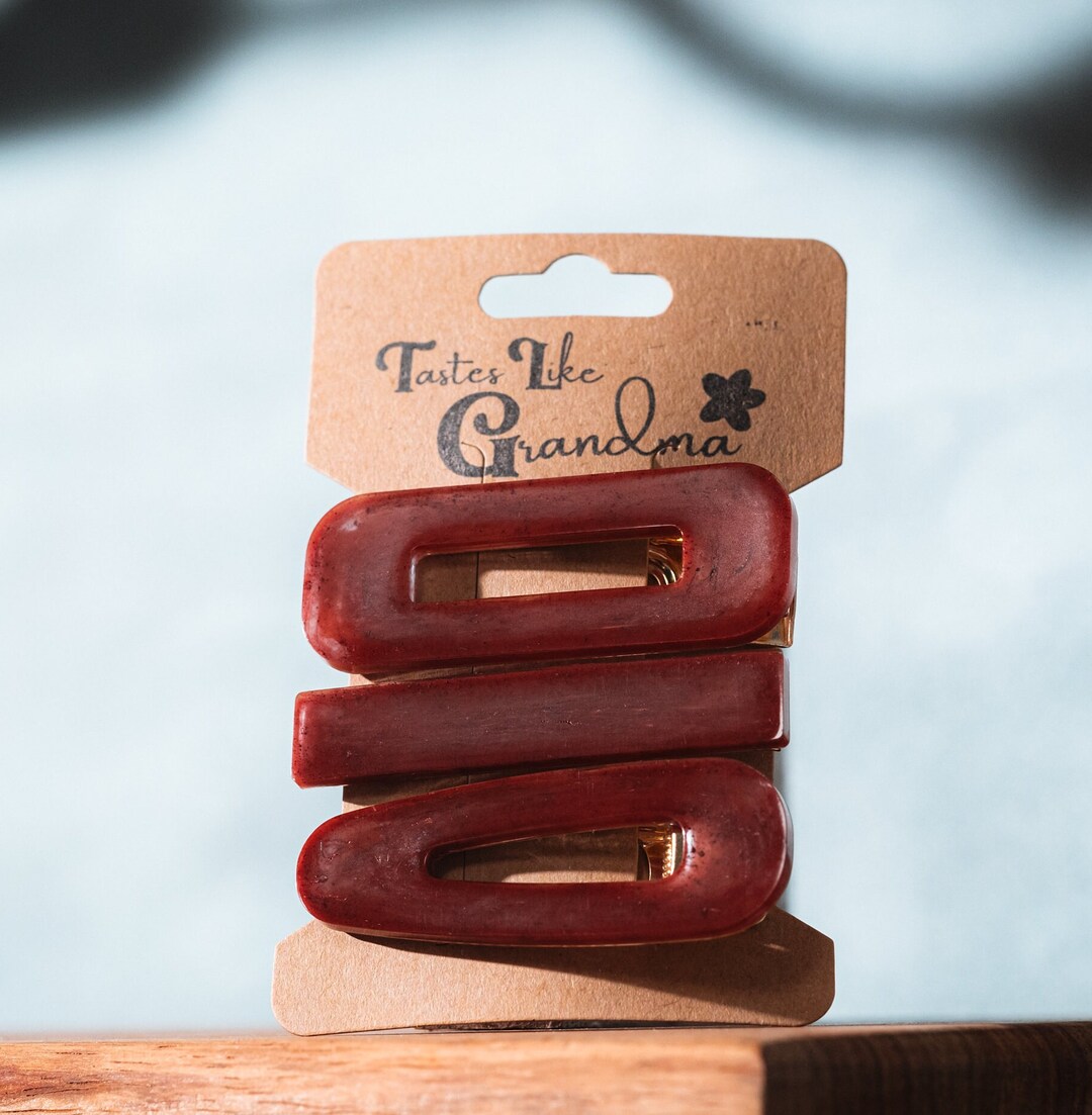 Set of 3 Dark Red Hair Barrettes MATTE Resin Hair Barrettes - Etsy