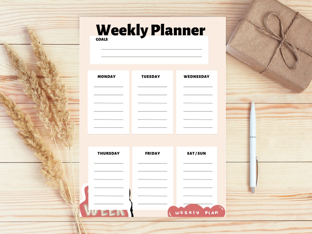 Printable Weekly Planner, Editable Weekly Planner, Digital Weekly ...