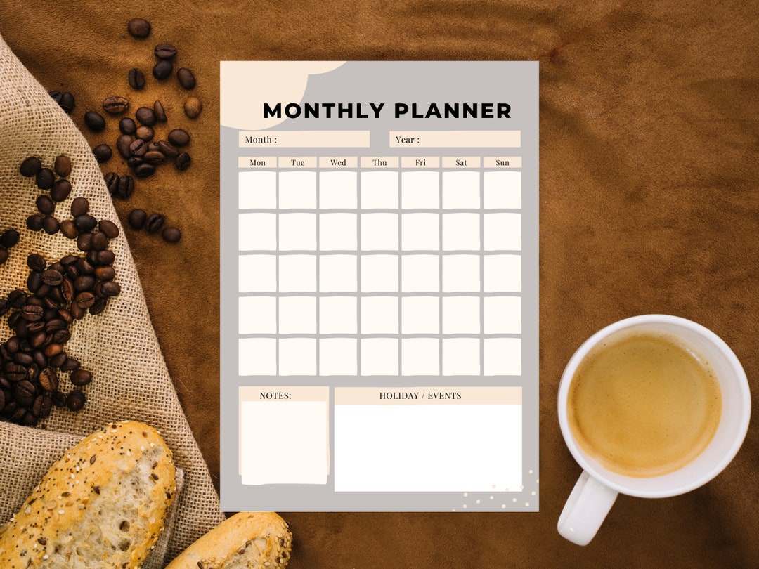 Monthly Planner, Editable Monthly Planner, Digital Monthly Planner ...