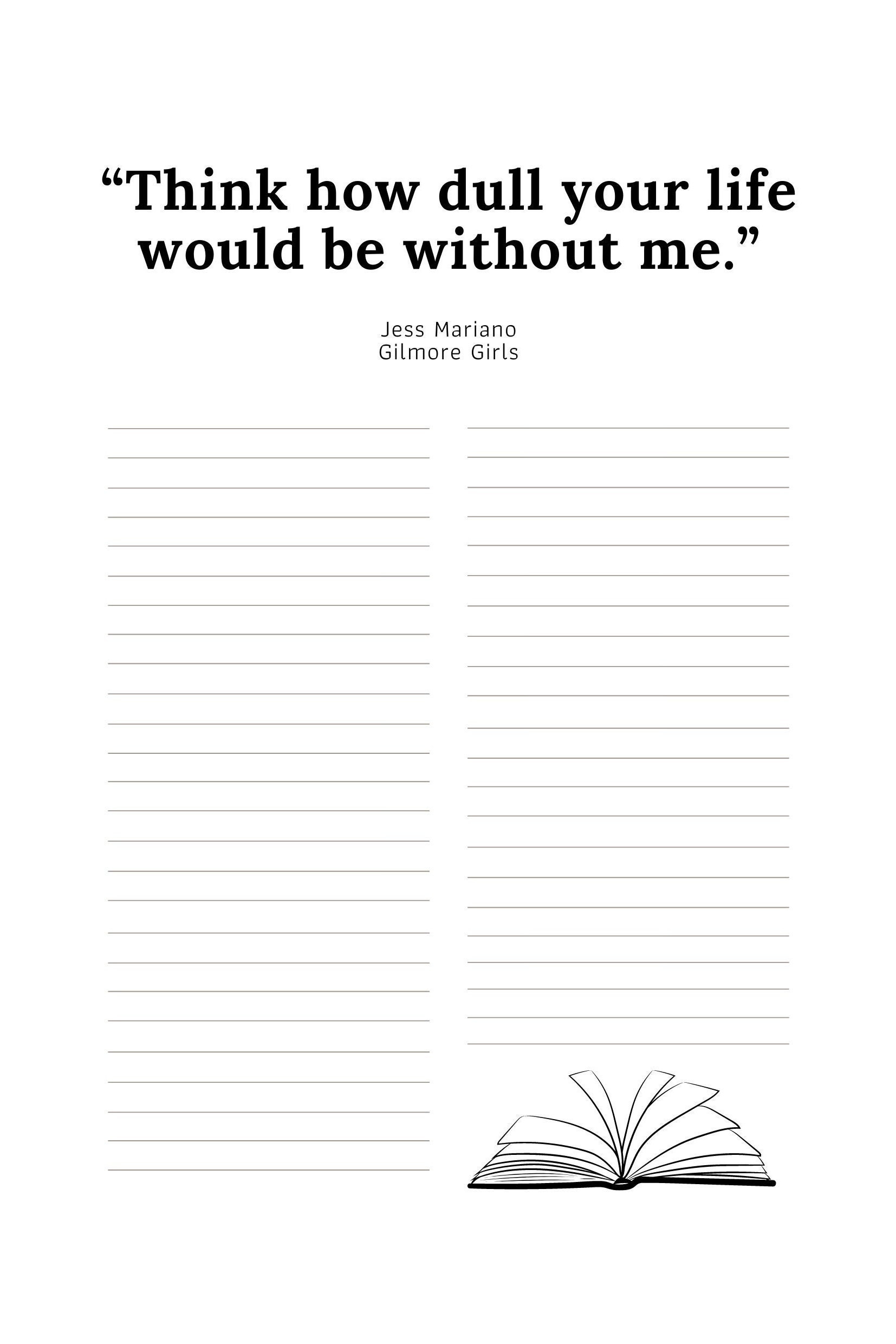 Gilmore Quotes Note TEMPLATE Digital Download, Three Sizes; A4, A5 and ...
