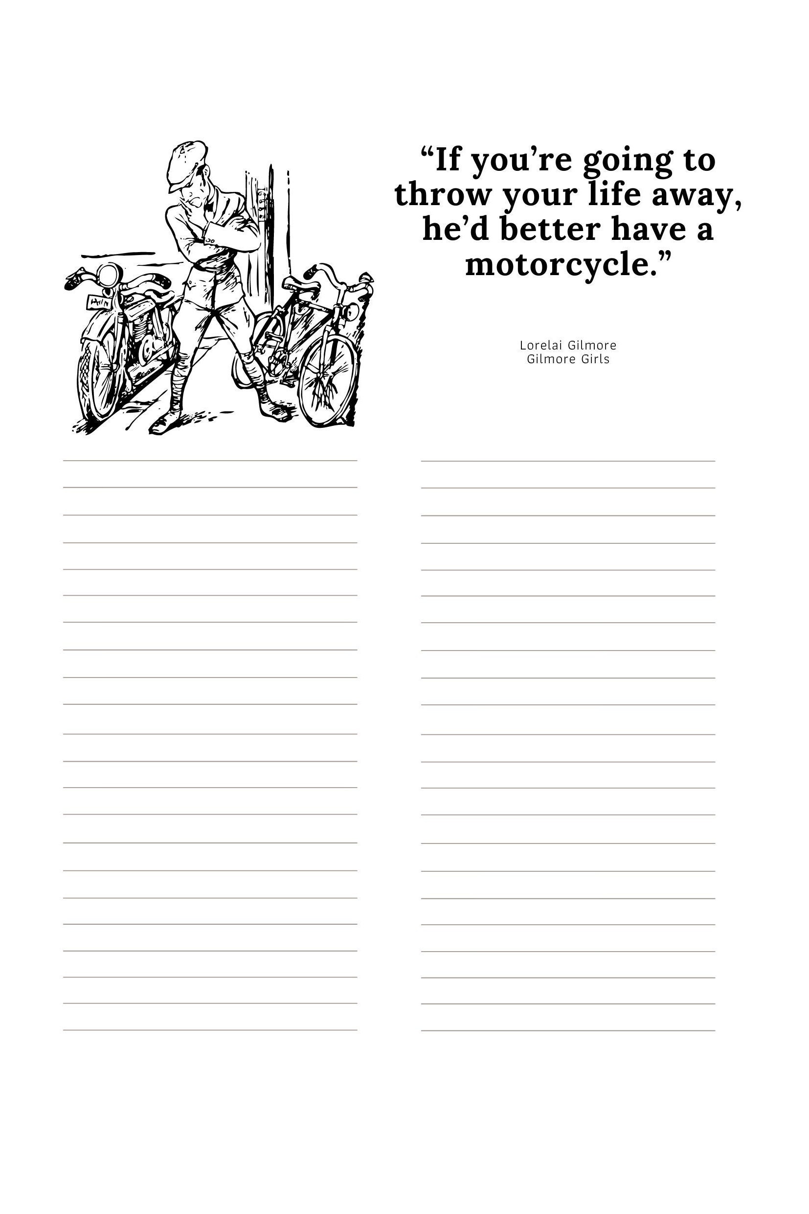 Gilmore Quotes Note TEMPLATE Digital Download, Three Sizes; A4, A5 and ...