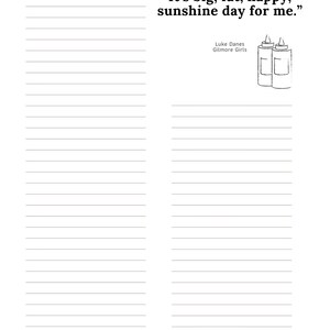 Gilmore Quotes Note TEMPLATE Digital Download, Three Sizes; A4, A5 and ...