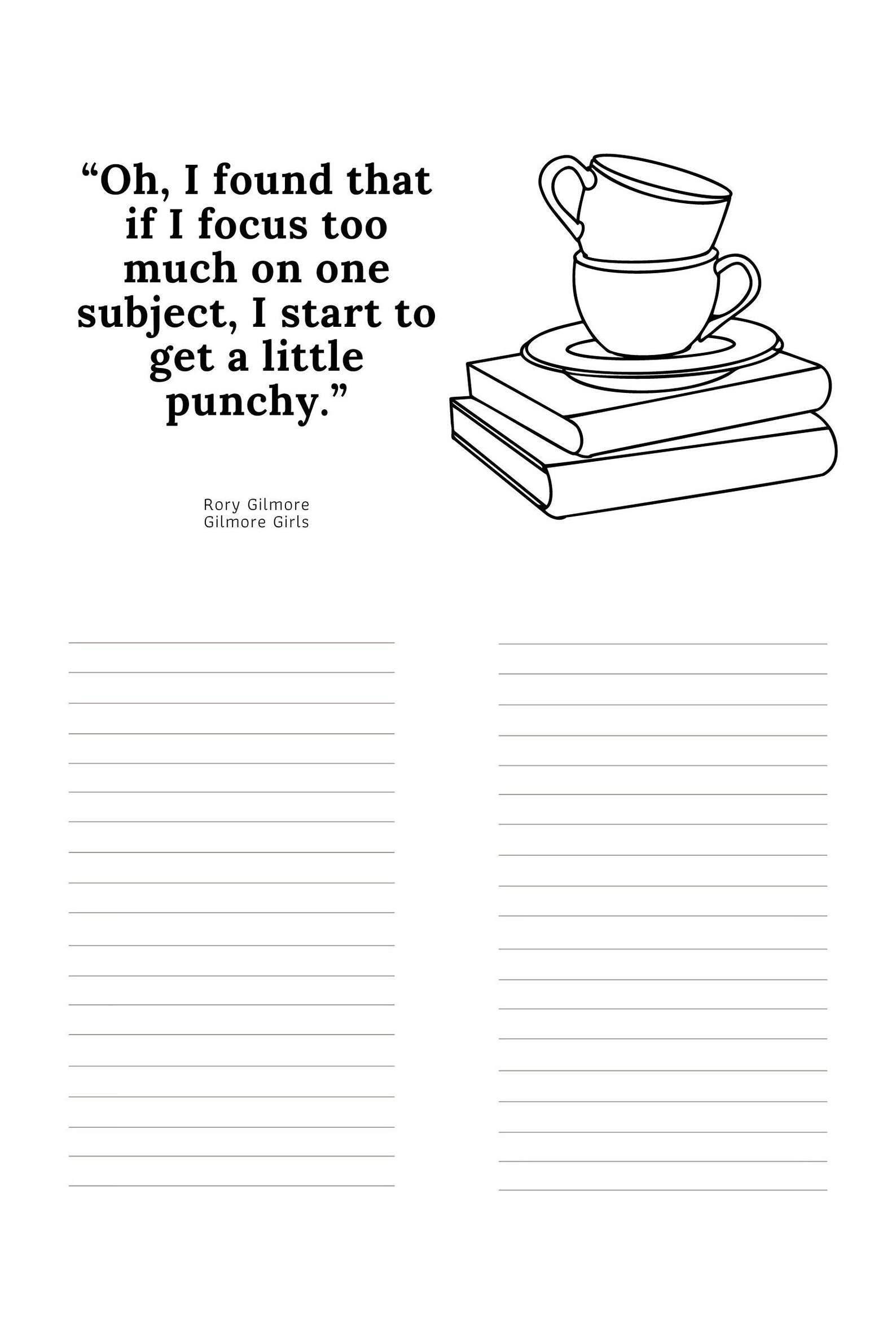 Gilmore Quotes Note TEMPLATE Digital Download, Three Sizes; A4, A5 and ...