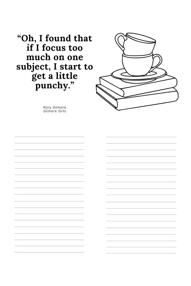Gilmore Quotes Note TEMPLATE Digital Download, Three Sizes; A4, A5 and ...