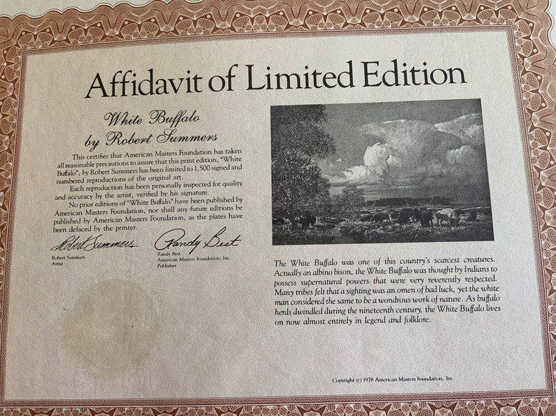 White Buffalo by Robert Summers, Signed Limited Edition 990/1500 With ...