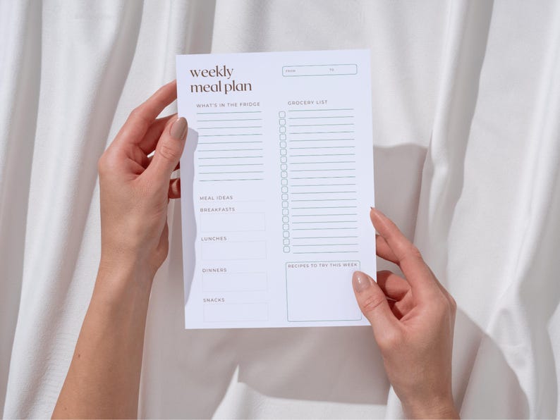 Printable Weekly Meal Planner and Grocery List Template Reusable ...