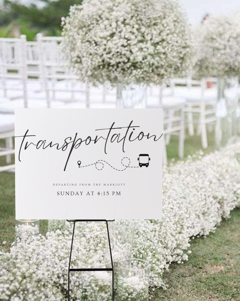 Wedding Transportation Sign, Wedding Template, Transportation Template ...