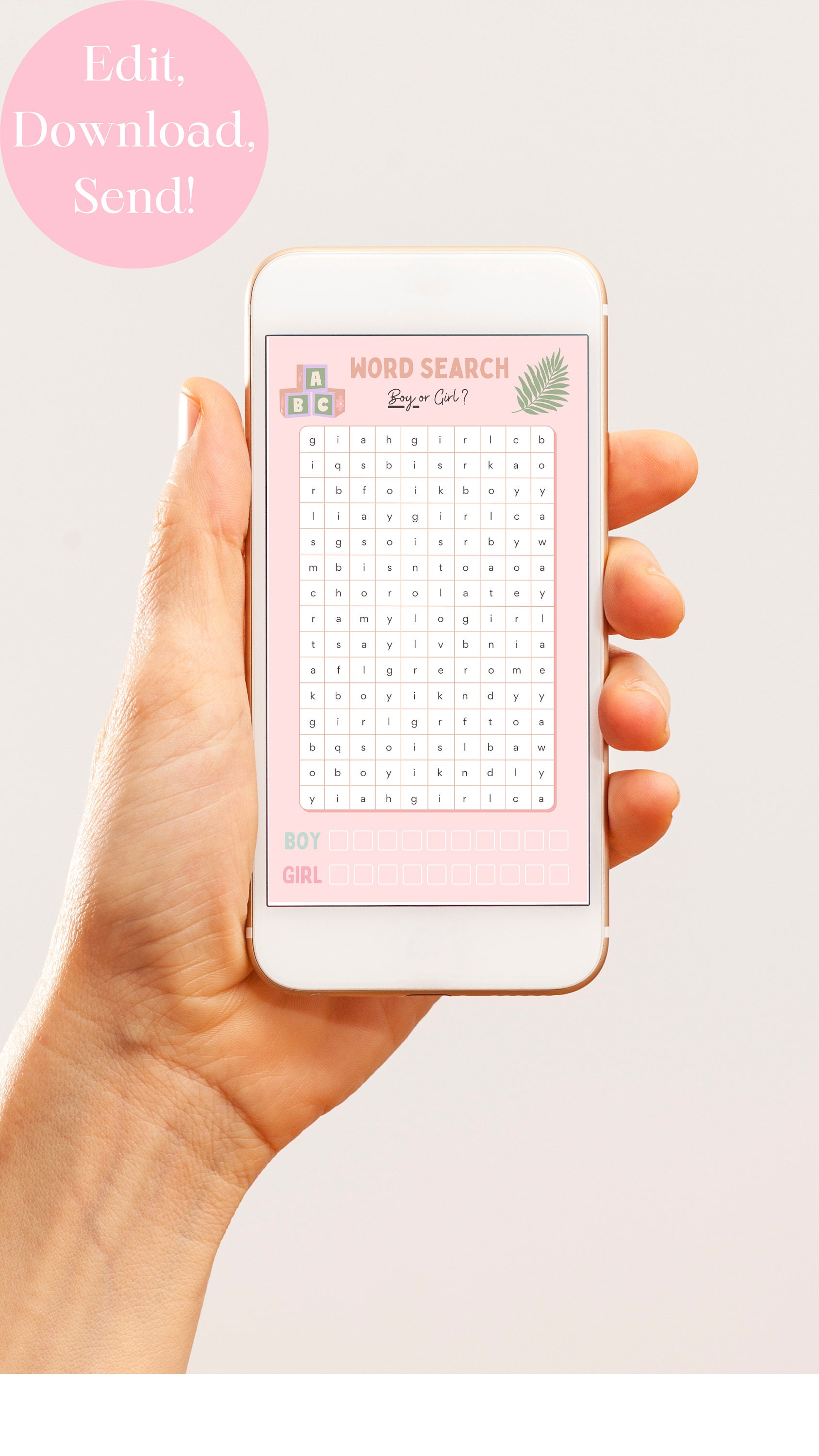 Baby Gender Reveal Word Search, Boy or Girl?, Printable, Download ...