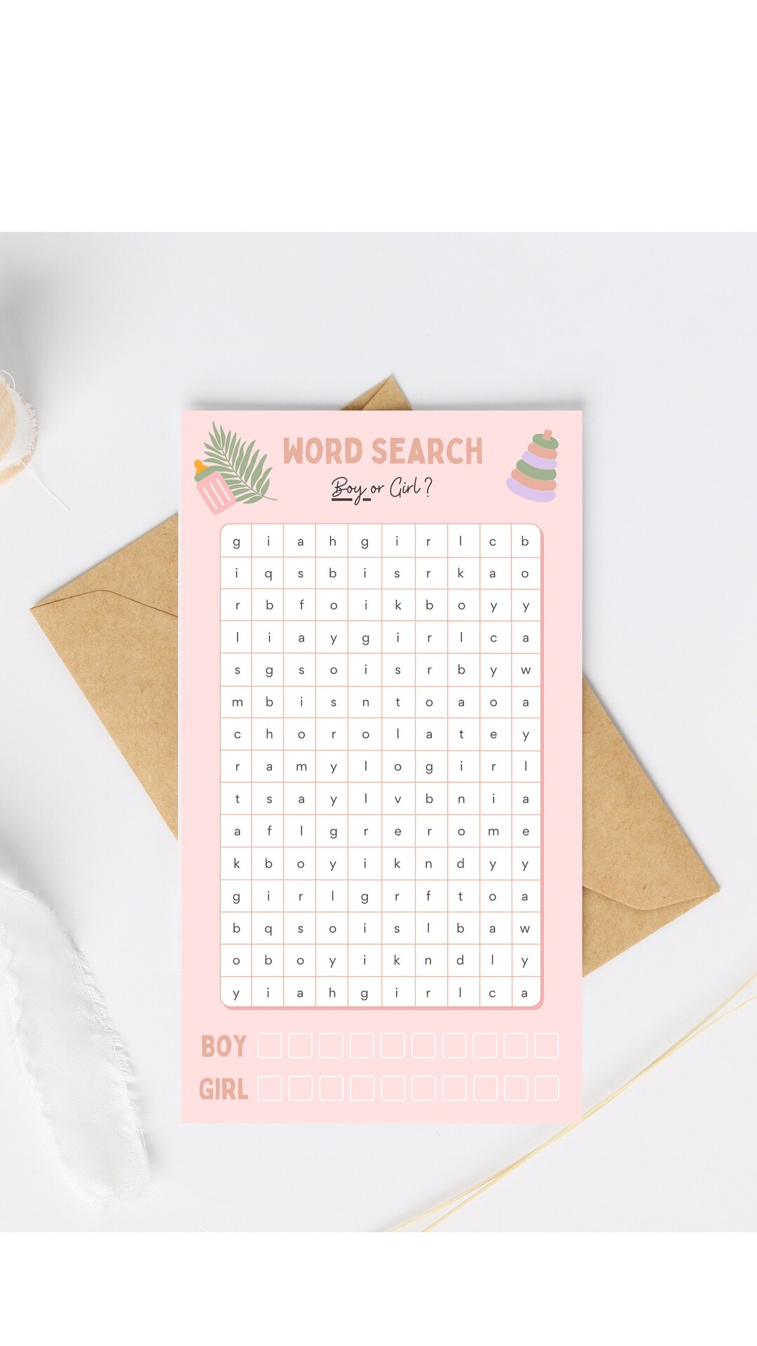 Baby Gender Reveal Word Search, Boy or Girl?, Printable, Download ...