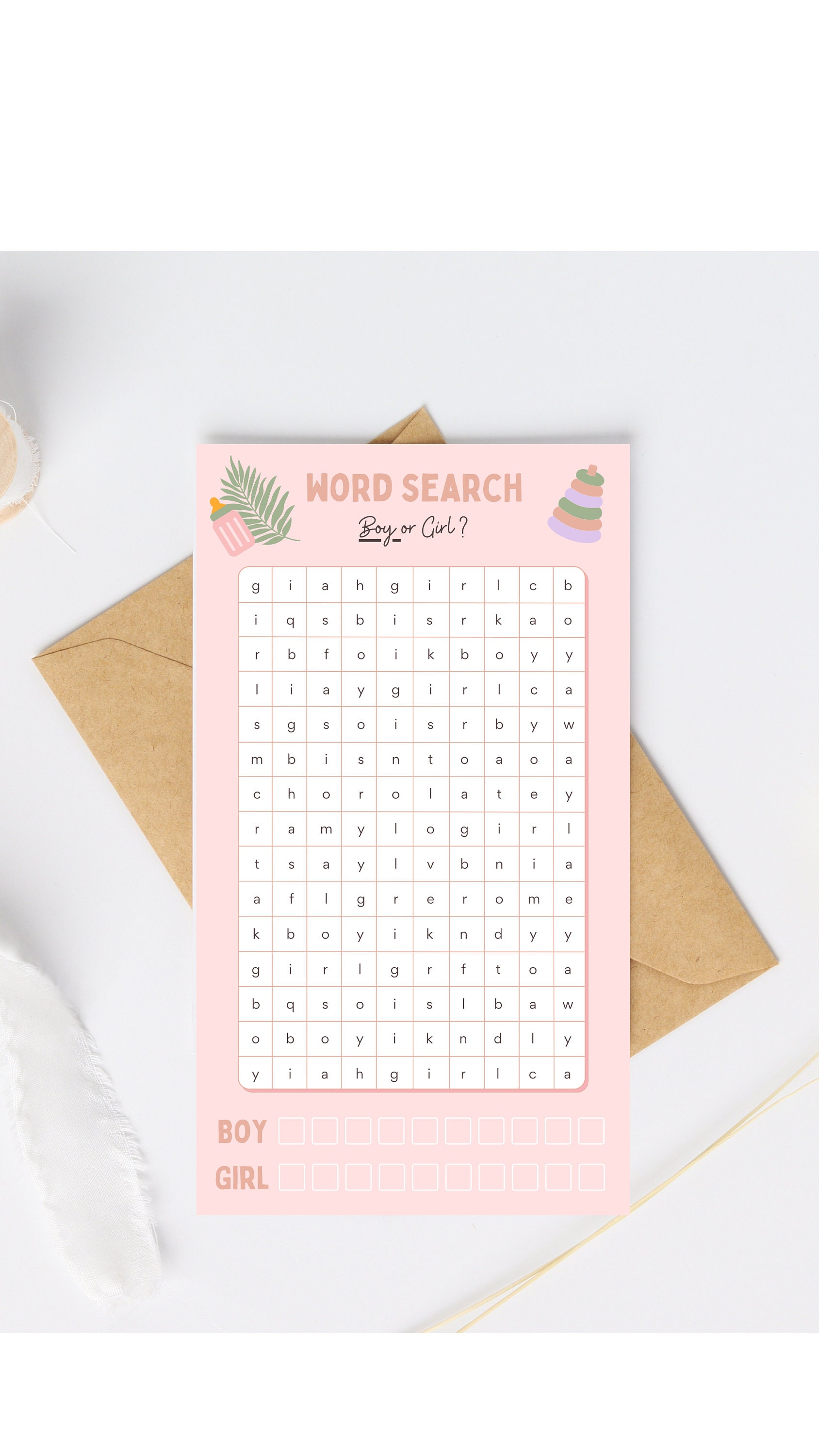 Baby Gender Reveal Word Search, Boy or Girl?, Printable, Download ...