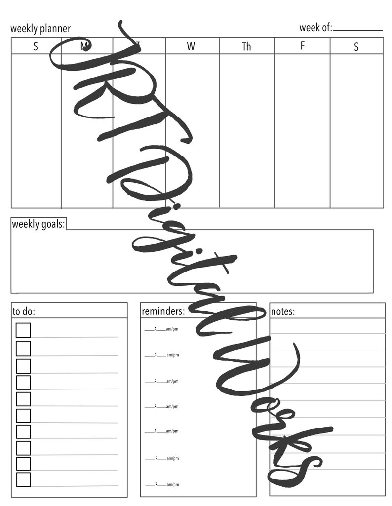 PRINTABLE Weekly Planner With Daly Schedule, Weekly Goals, Reminders ...