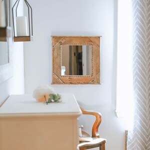 Rustic Reclaimed Wood Framed Mirror | Western Studded Mirror | Square ...