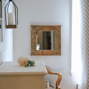 Rustic Reclaimed Wood Framed Mirror | Western Studded Mirror | Square ...