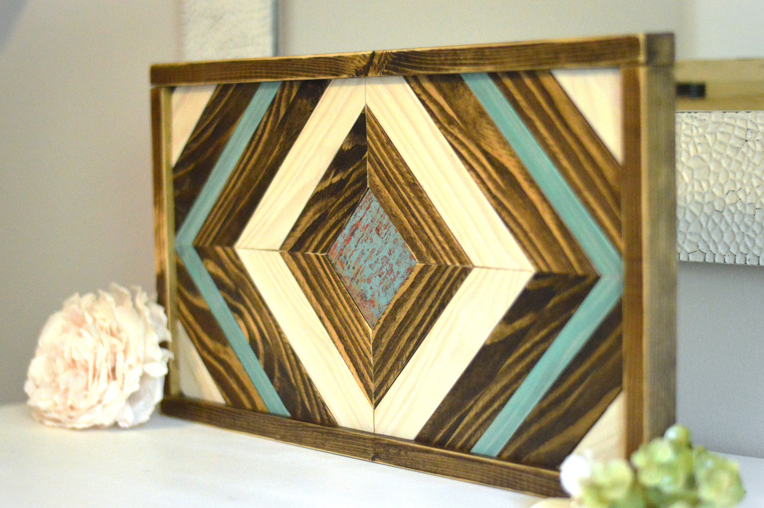 Wood Wall Art Rustic Decor Farmhouse Decor Turquoise - Etsy