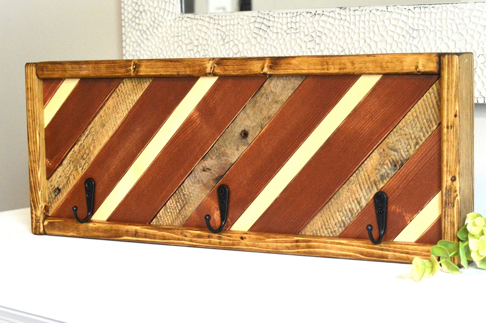 3 Hook Wood Wall Art Rustic Wood Wall Art Wall Hooks - Etsy