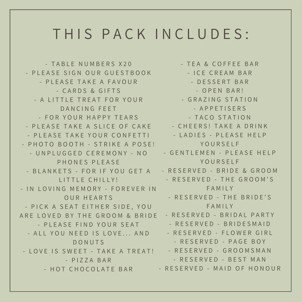 Large Wedding Signage Bundle - Digital Download - Etsy