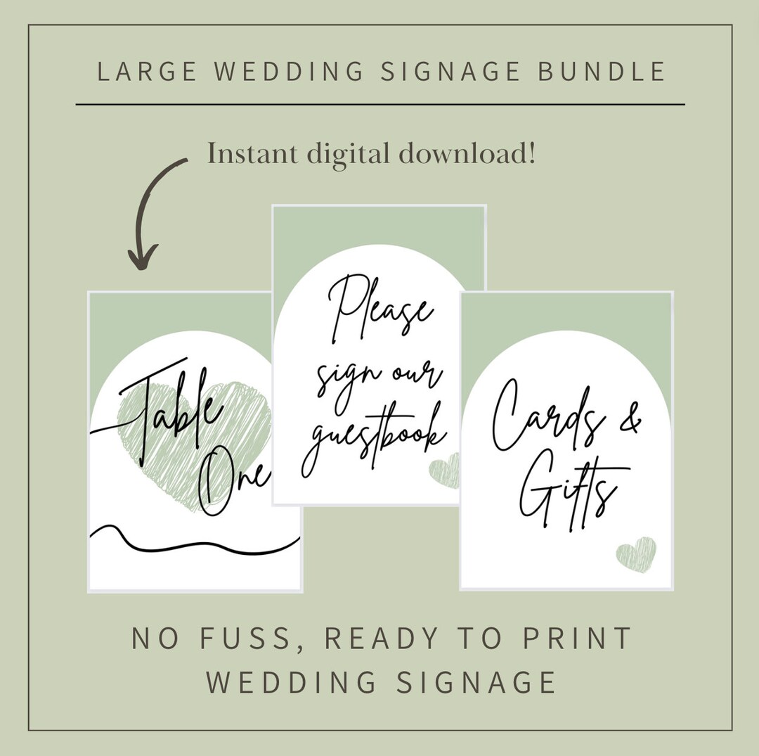 Large Wedding Signage Bundle - Digital Download - Etsy