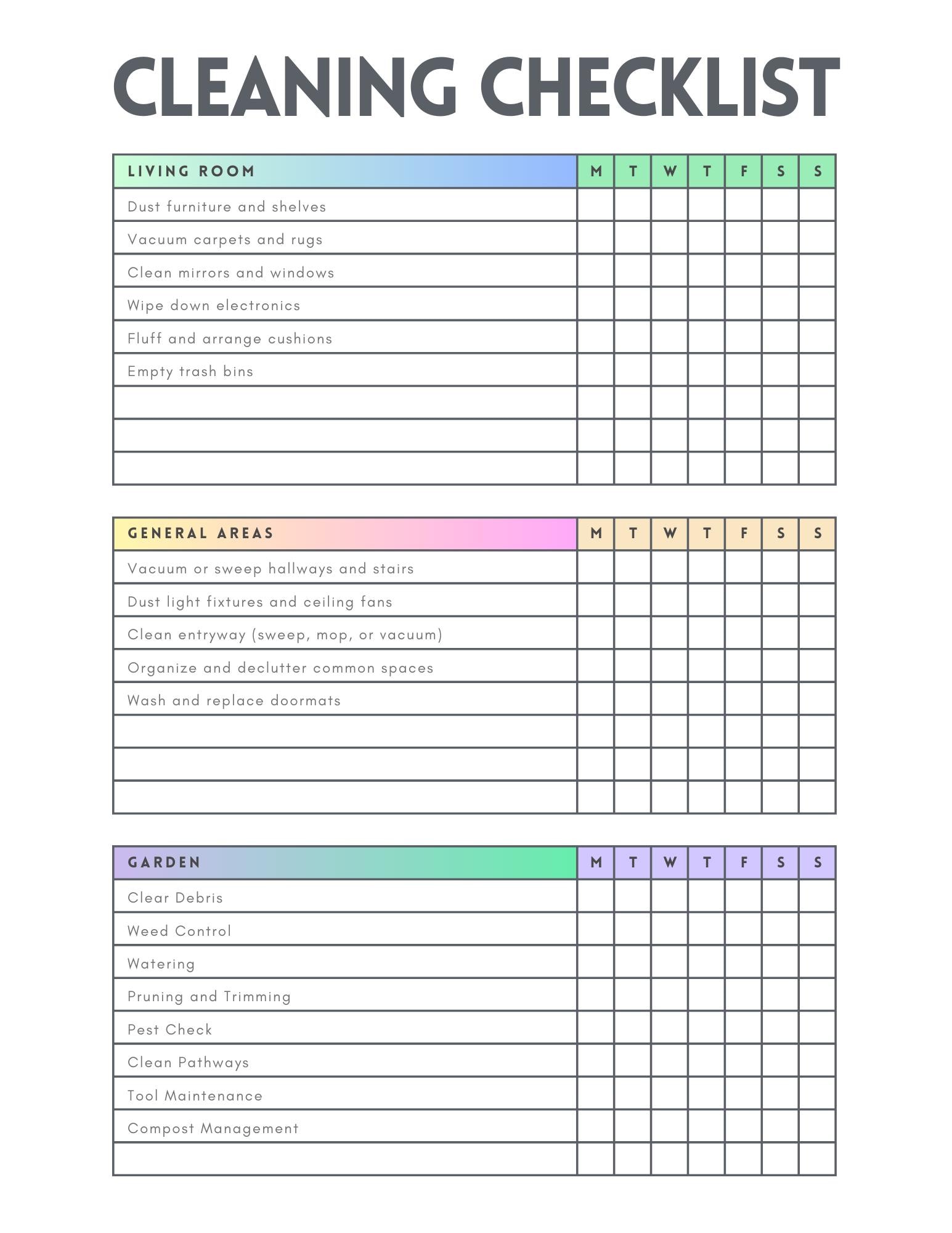 Cleaning Checklist, Cleaning, Checklist,printable - Etsy