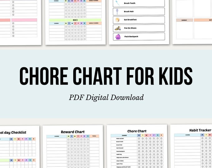 Editable Kids Chore Chart, Multiple Siblings, Printable (canva Template ...