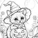 Cute Halloween Cat Coloring Page, Spooky Pumpkin Printable (PDF) - Etsy
