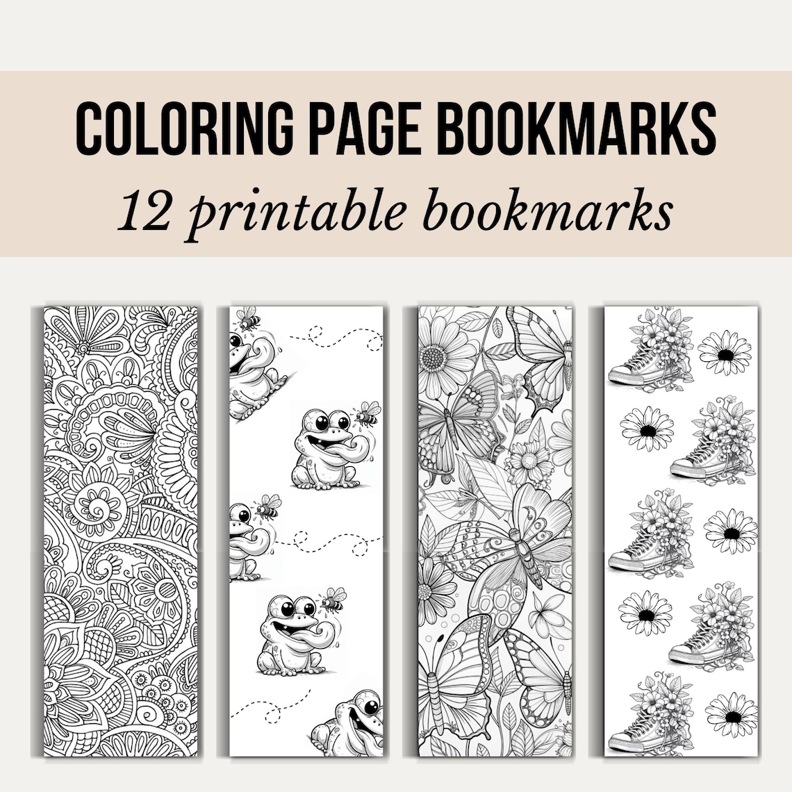 Coloring Printable Bookmarks, Printable Bookmarks to Color, Gift for ...