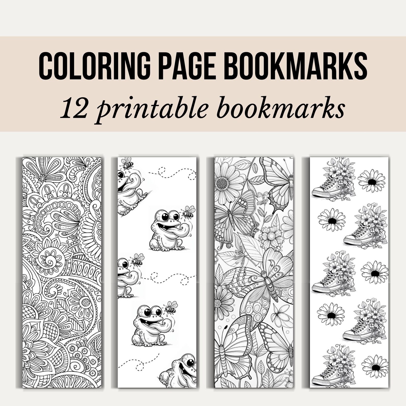 Coloring Printable Bookmarks, Printable Bookmarks to Color, Gift for ...