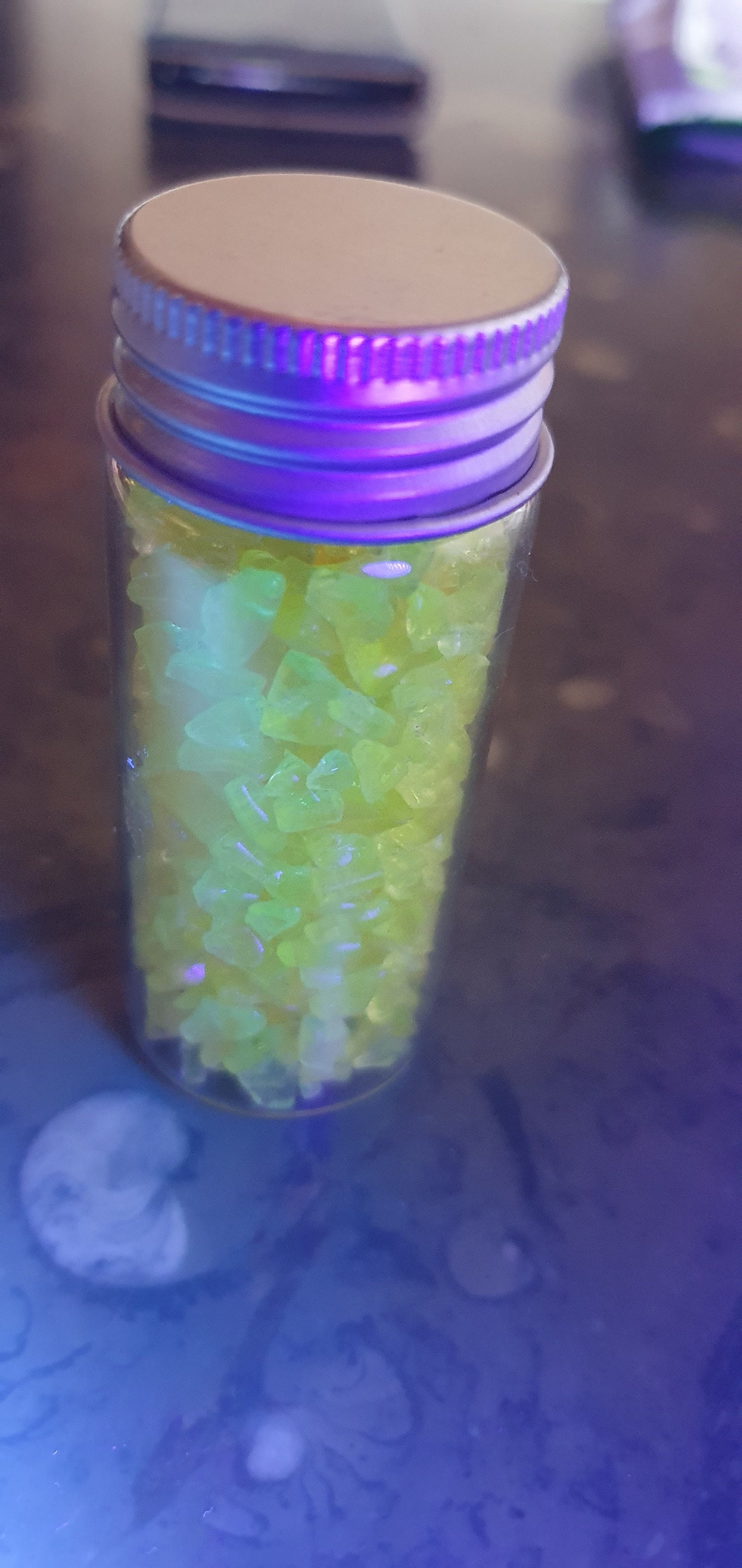 Yellow Crushed Uranium Glass in Vial UV Reactive Glowing - Etsy