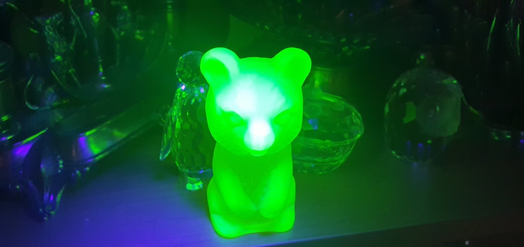 Czech Uranium Glass Green Bear Collectible - Etsy