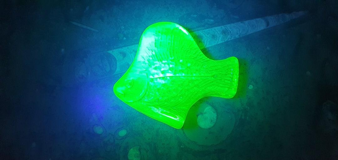 Uranium Glass Fish Vaseline Glass Figure UV Reactive - Etsy