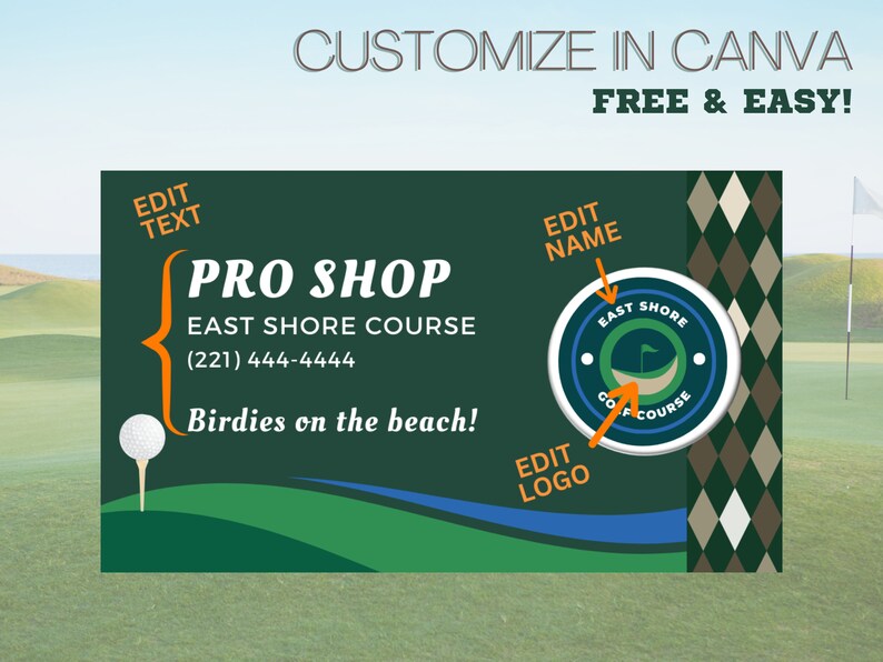 Golf Business Card | Custom Template | Pro Shop, Trainer, Golfer | DIY ...