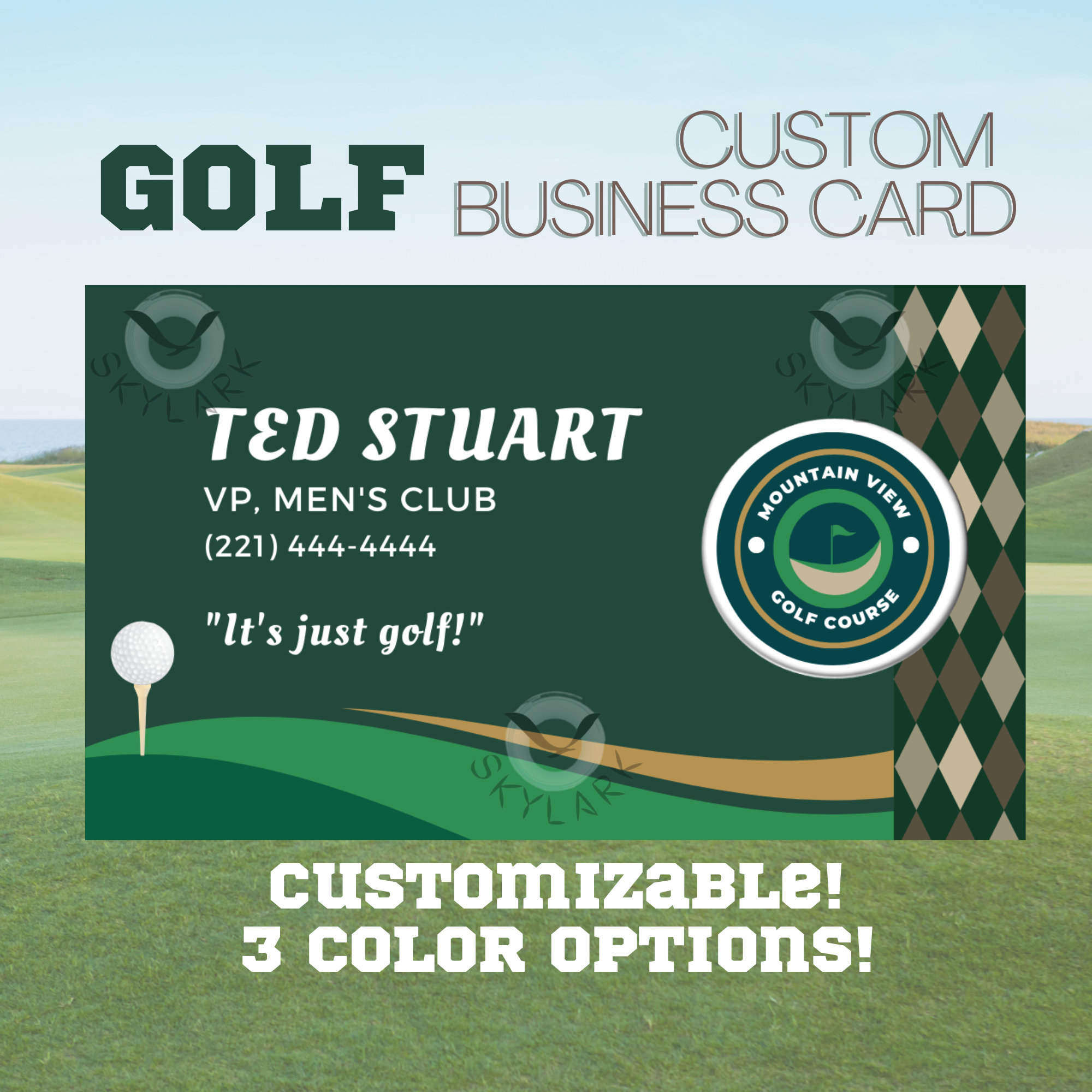 Golf Business Card | Custom Template | Pro Shop, Trainer, Golfer | DIY Business Card | Gift for ...