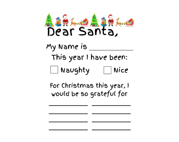 Letter to Santa Claus | Christmas Wish List | Christmas Printable for ...