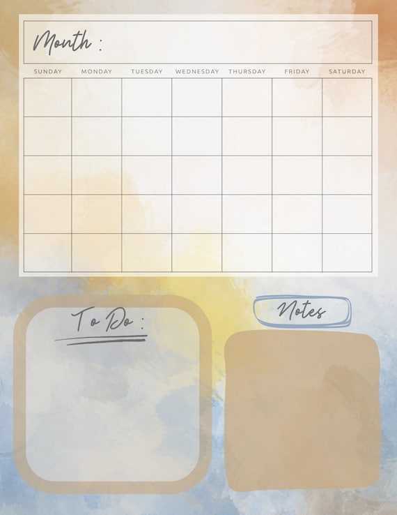 Calendario y notas en blanco imprimibles y una lista de tareas - Etsy ...