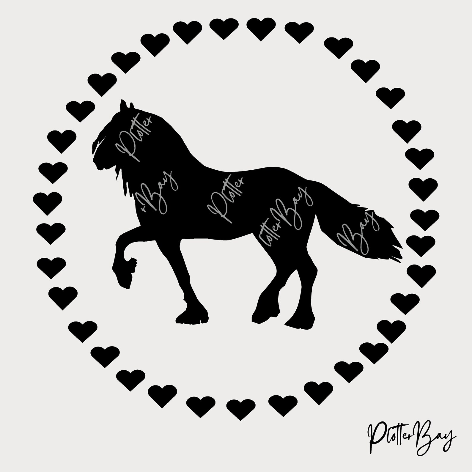Friese SVG Herz Silhouette Pferde SVG Plotterdatei Pferd - Etsy.de