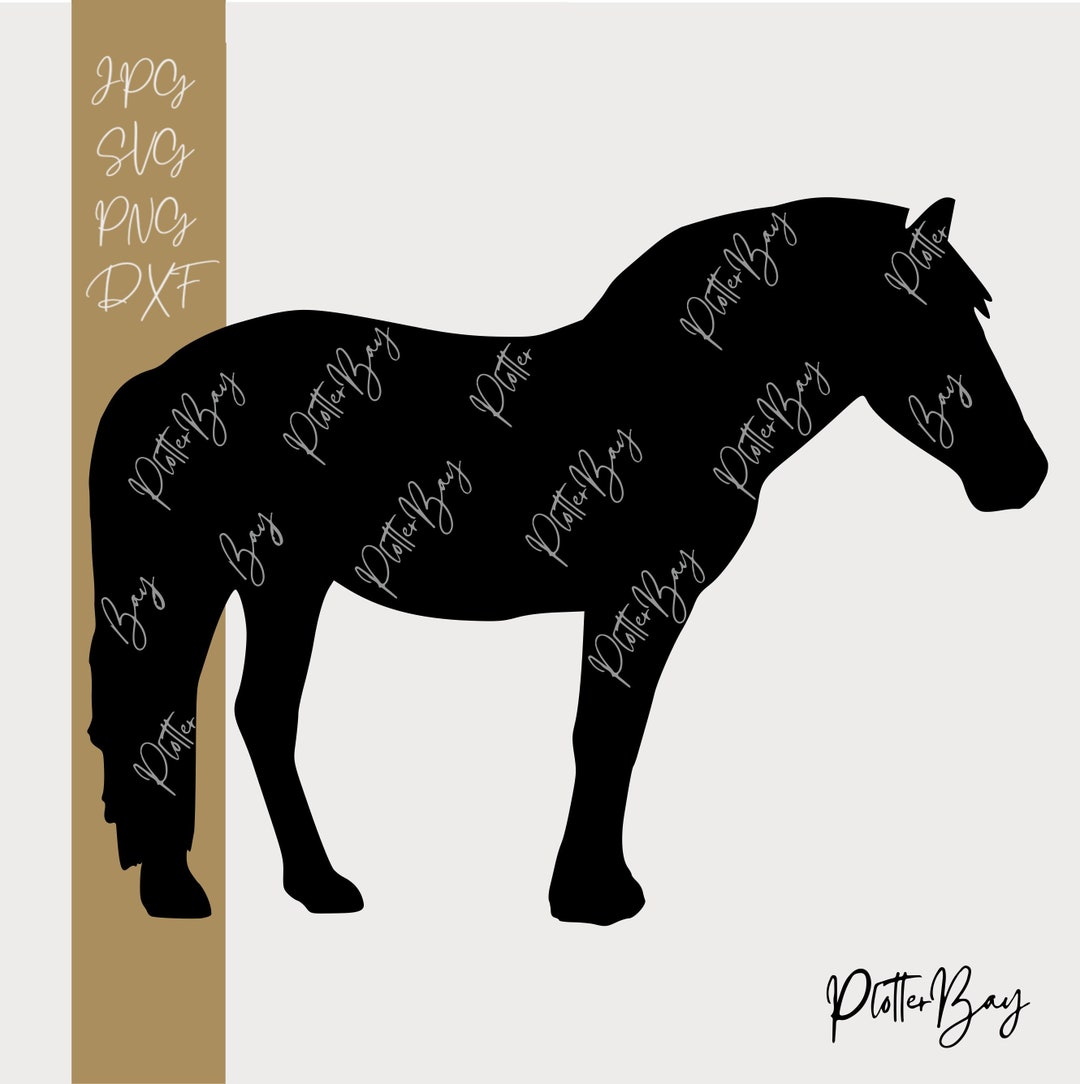 Plotterdatei Fjordpferd, Silhouette, Pferd steht, Digitaler Download ...