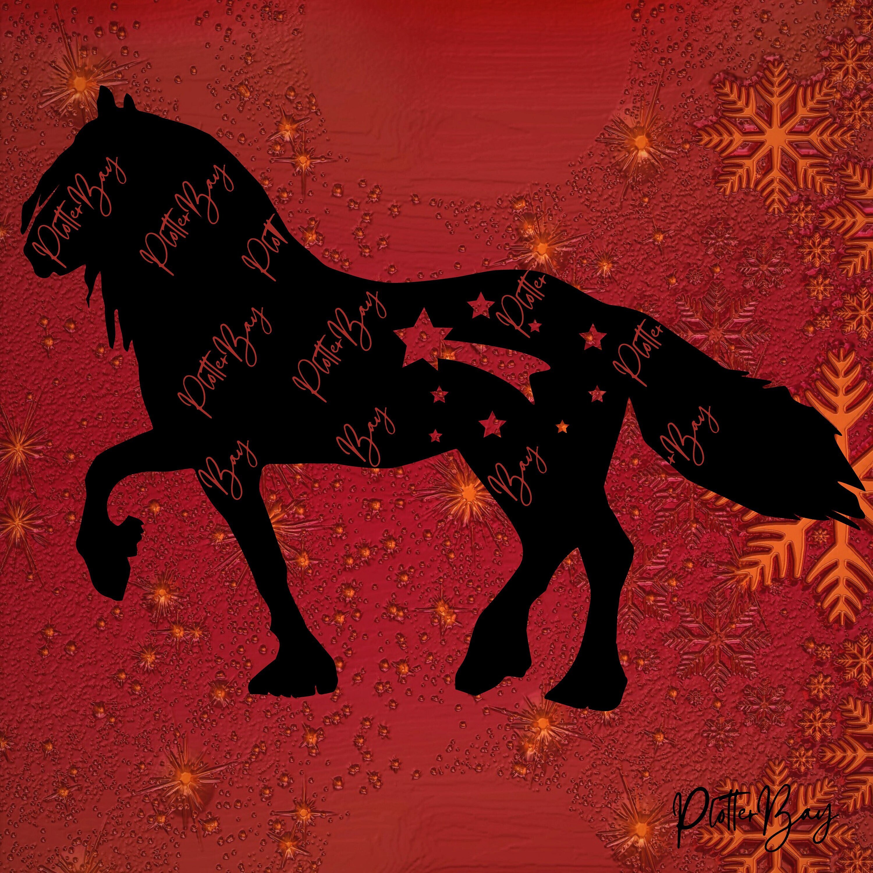 Frisón SVG Navidad silueta caballos SVG archivo plotter - Etsy México