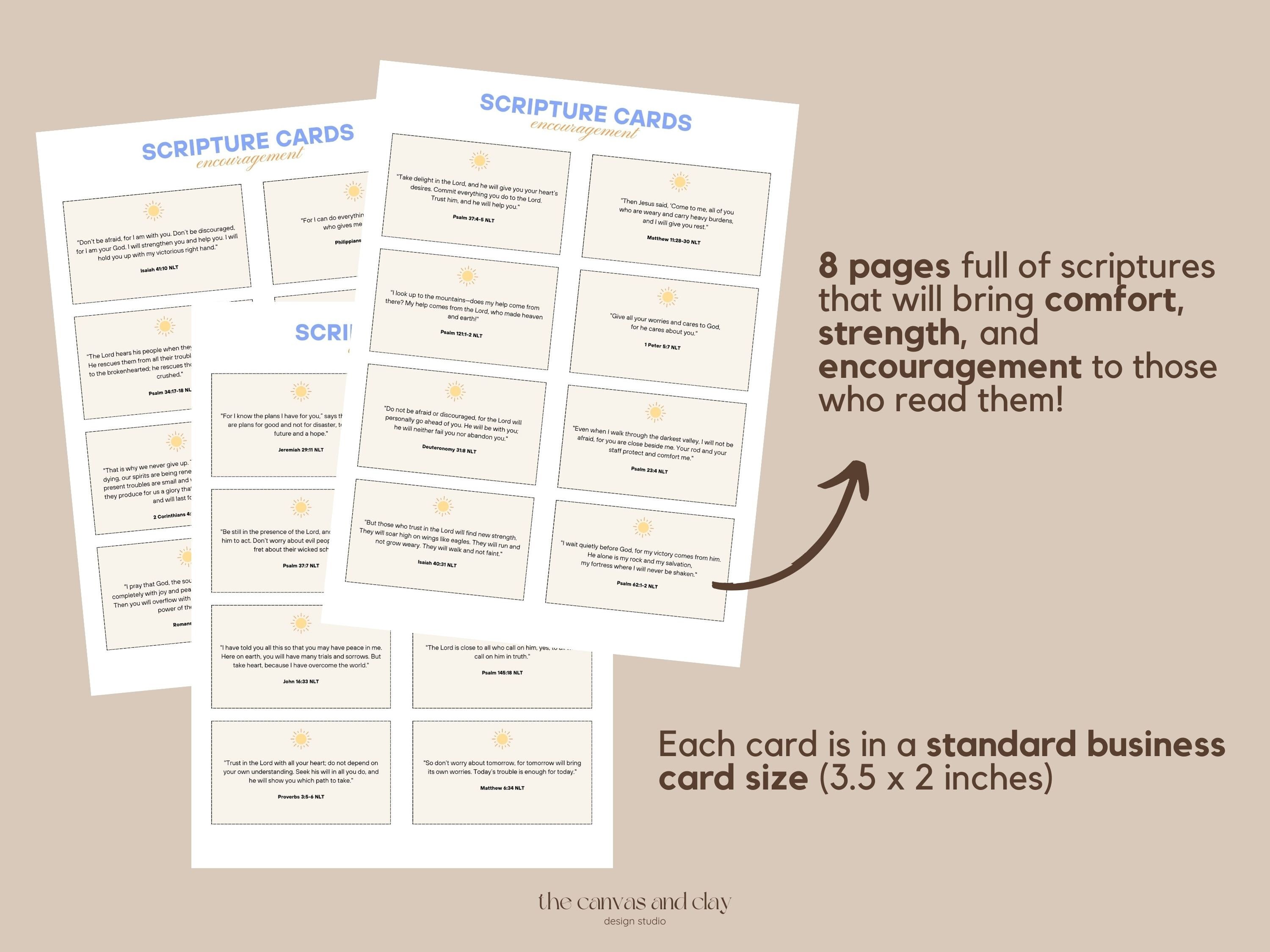 60 Printable Bible Verse Cards - Encouraging Scripture Cards for Daily ...