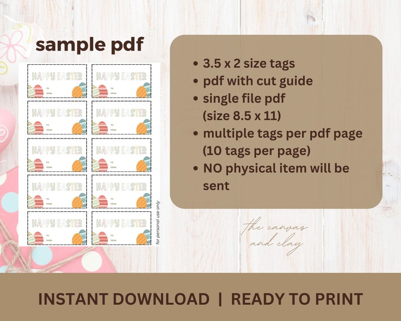 Easter Gift Tags for Kids, Printable, Happy Easter Gift Tags, Egg Gift ...