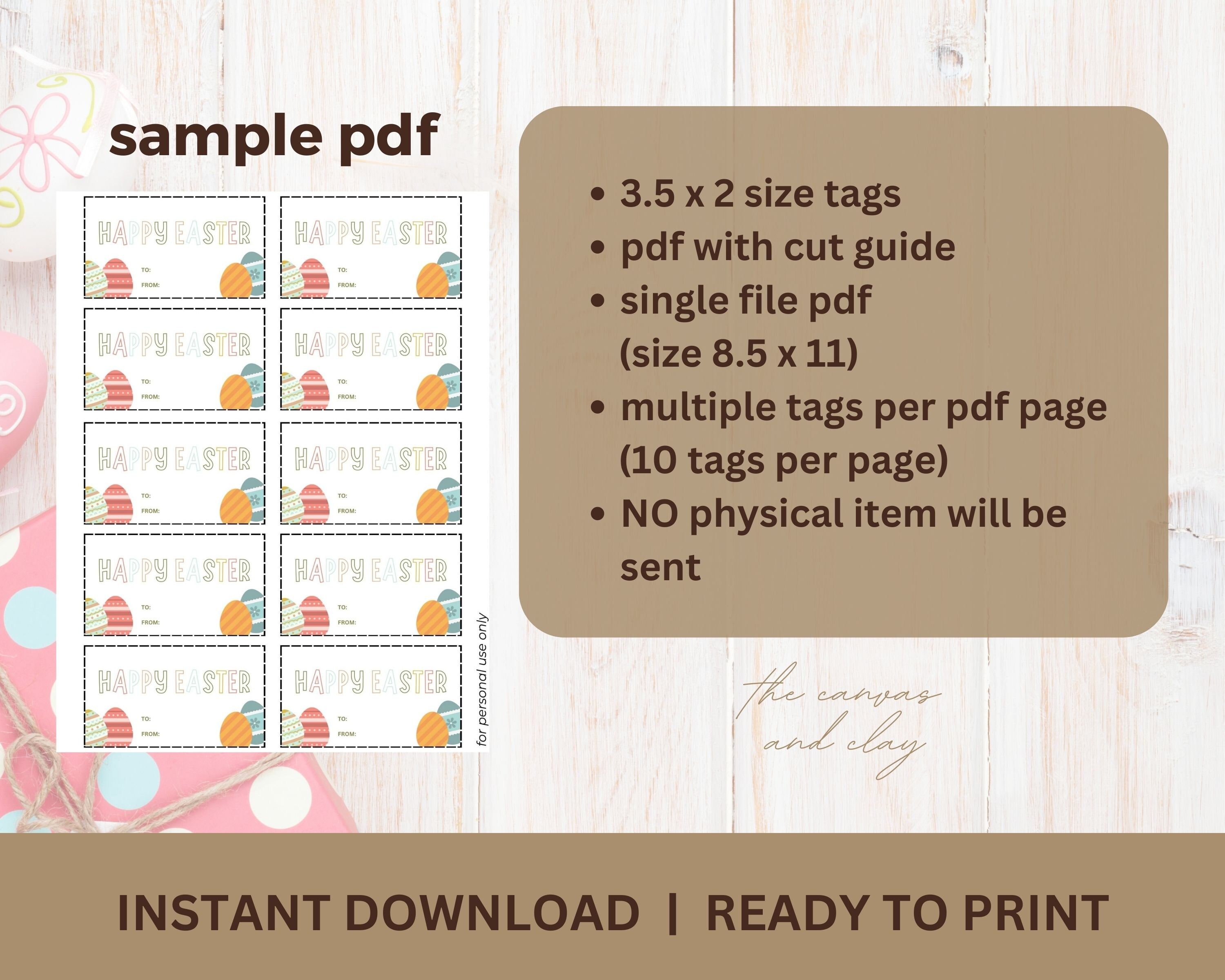 Easter Gift Tags for Kids, Printable, Happy Easter Gift Tags, Egg Gift ...