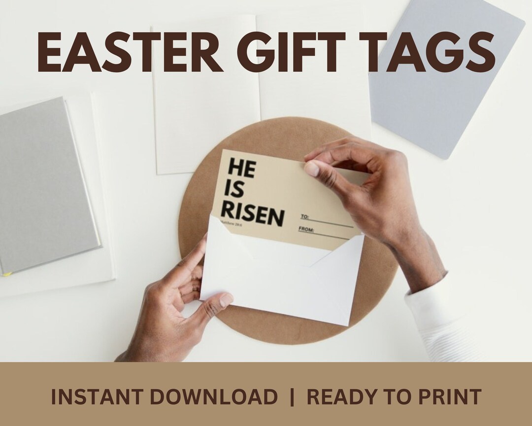 He is Risen, Printable Gift Tags, Printable Easter Gift Tag, Easter ...