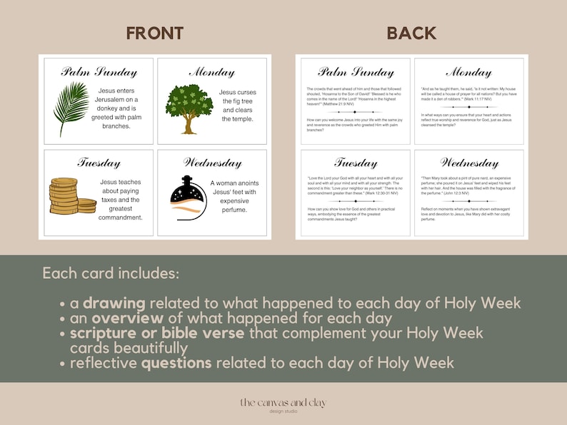 Bible Holy Week Study Cards, Holy Week Study Cards Printable, Easter ...