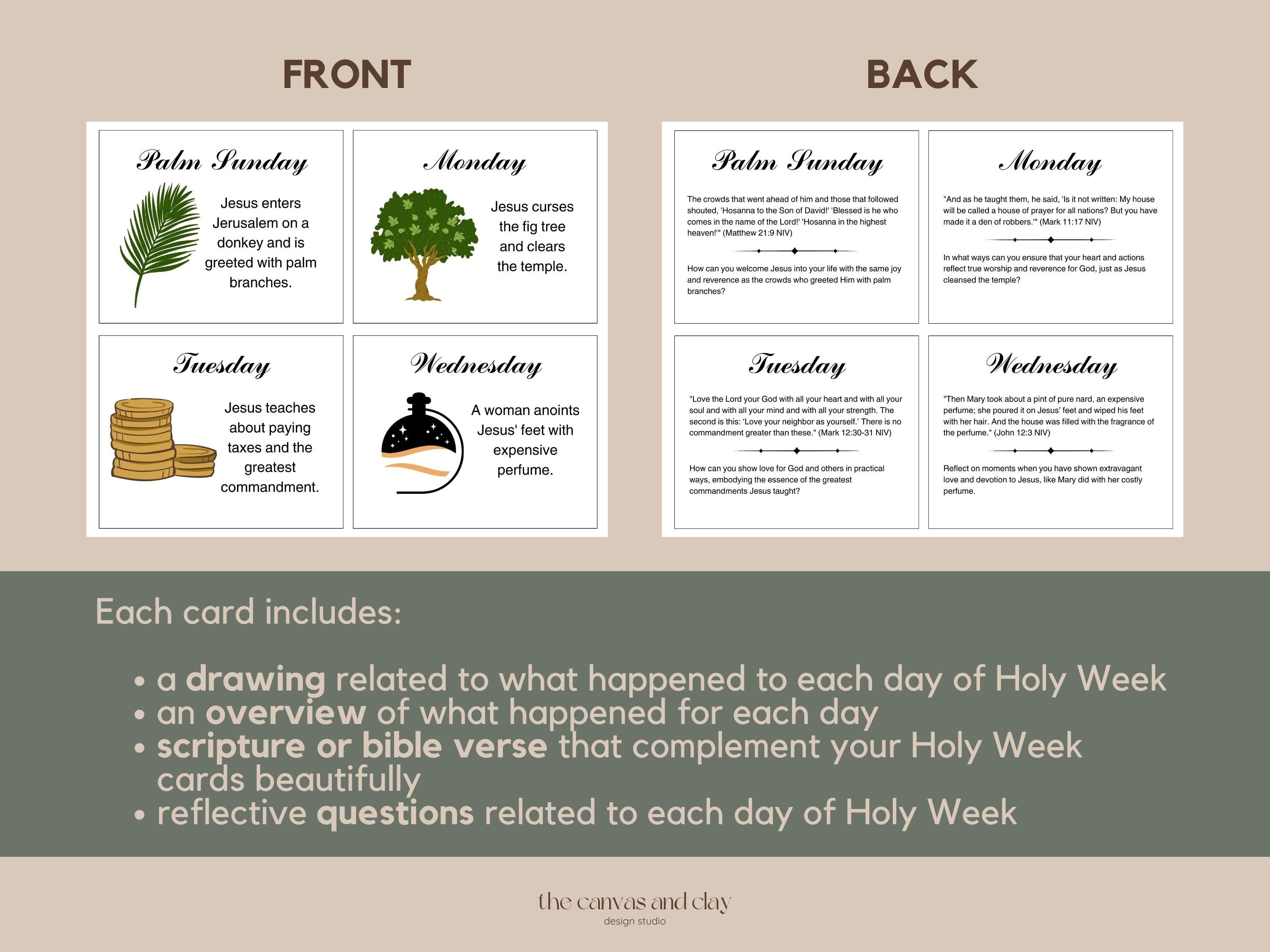 Bible Holy Week Study Cards, Holy Week Study Cards Printable, Easter ...
