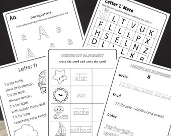 Letter of the Week Worksheets Printable, Alphabet Busy Book, Learning ...