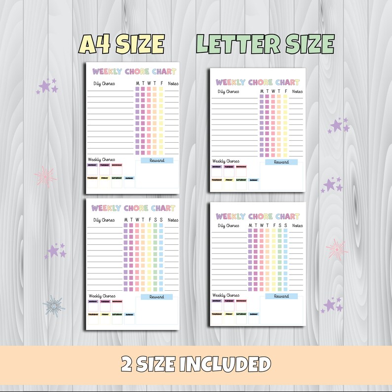 Editable Chore Chart for Kids Printable Daily Weekly Responsibility ...