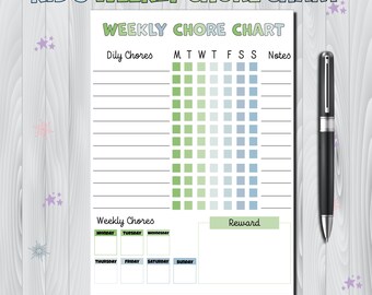Editable Chore Chart for Kids Printable Daily Weekly Responsibility ...