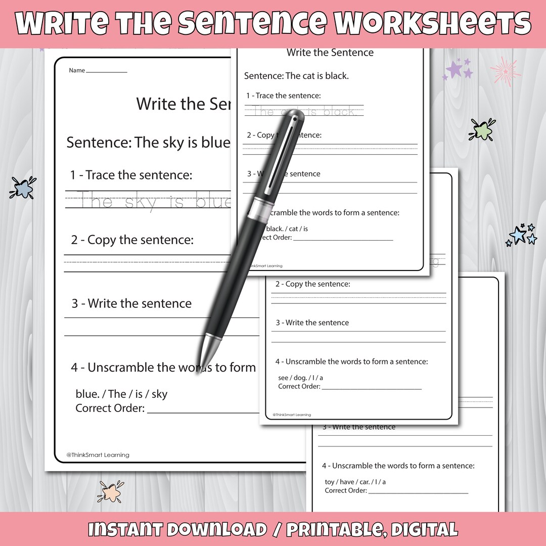 Printable Write the Sentence Worksheets Writing Sentences Activity ...